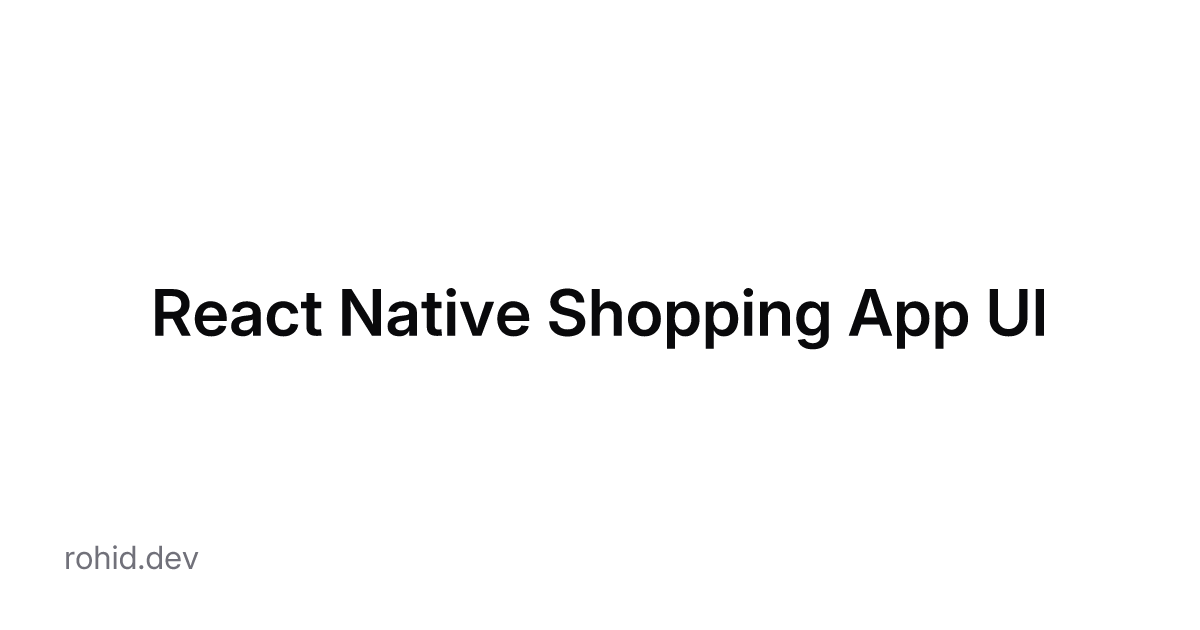 React Native Shopping App UI
